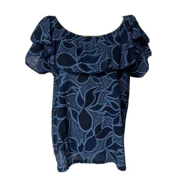 Sun Moda | Tops | Sun Moda Ca Womens M Top Blue Flutter Neckline ...